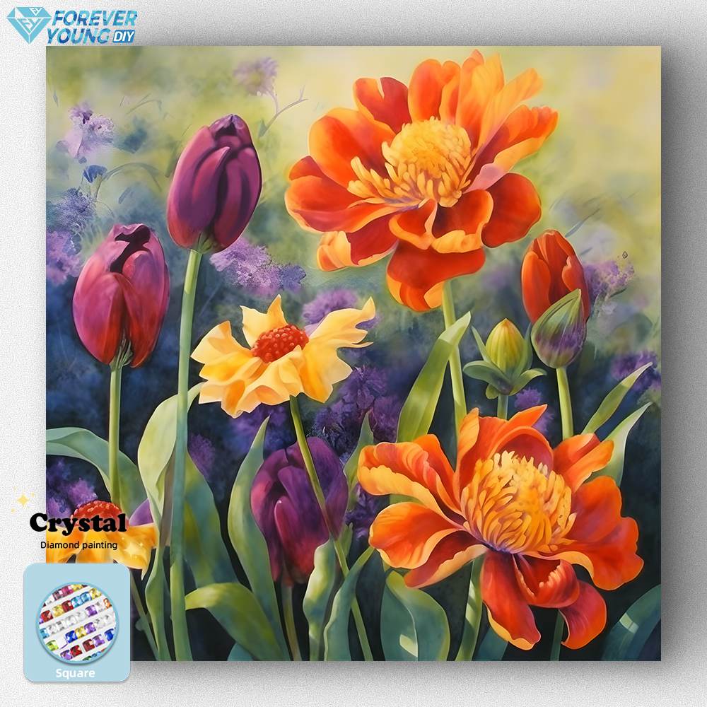 Fresh Flowers-Crystal Diamond Painting